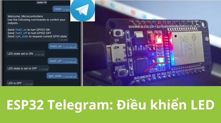 Cách dùng ESP32 Telegram điều khiển đèn LED với Arduino IDE - IoT Zone